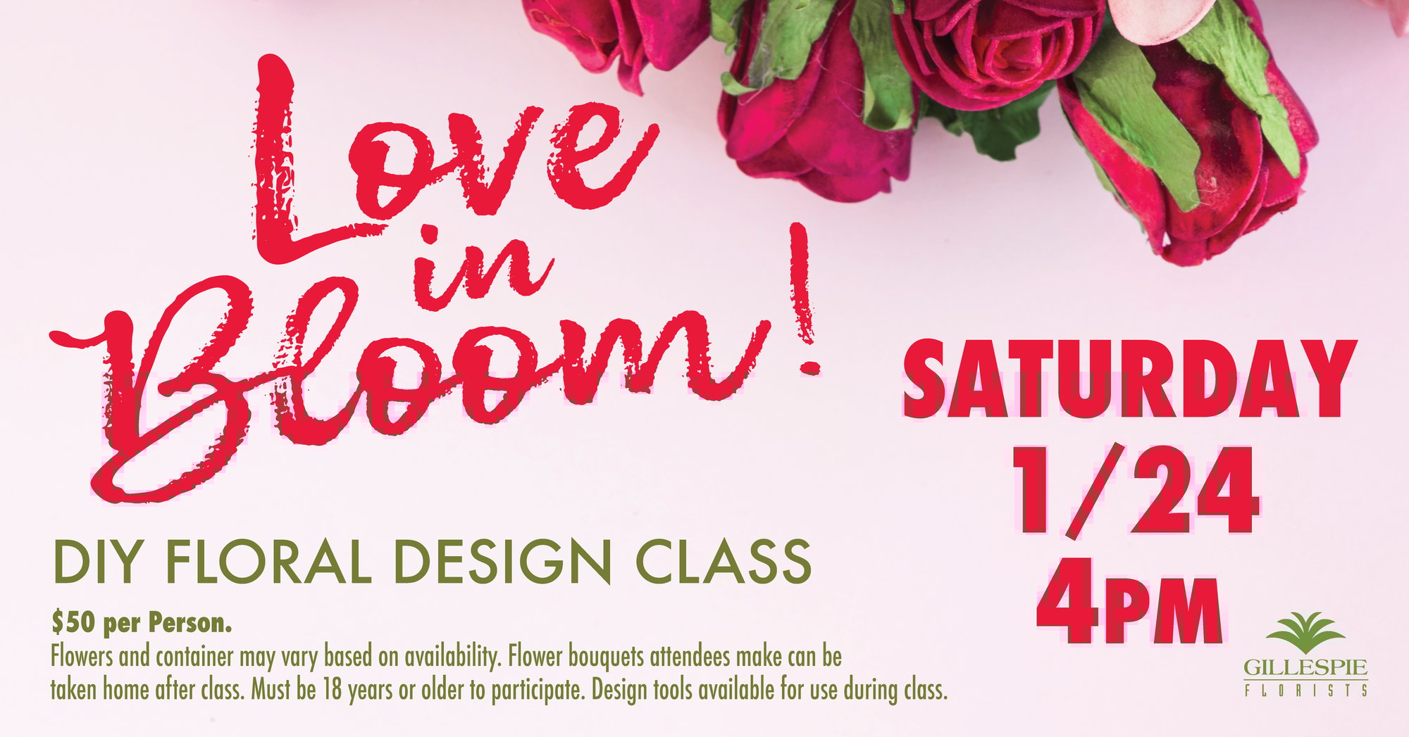 Love in Bloom DIY Floral Design Class - January 24, 2026